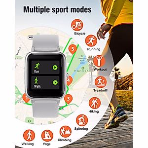 ASIAMENG Smart Watch for iOS and Android Phones IP68 Waterproof, Fitness Tracker Watch with Heart Rate/Sleep Monitor Steps Tracker Calories Counter Smartwatch for Men Women