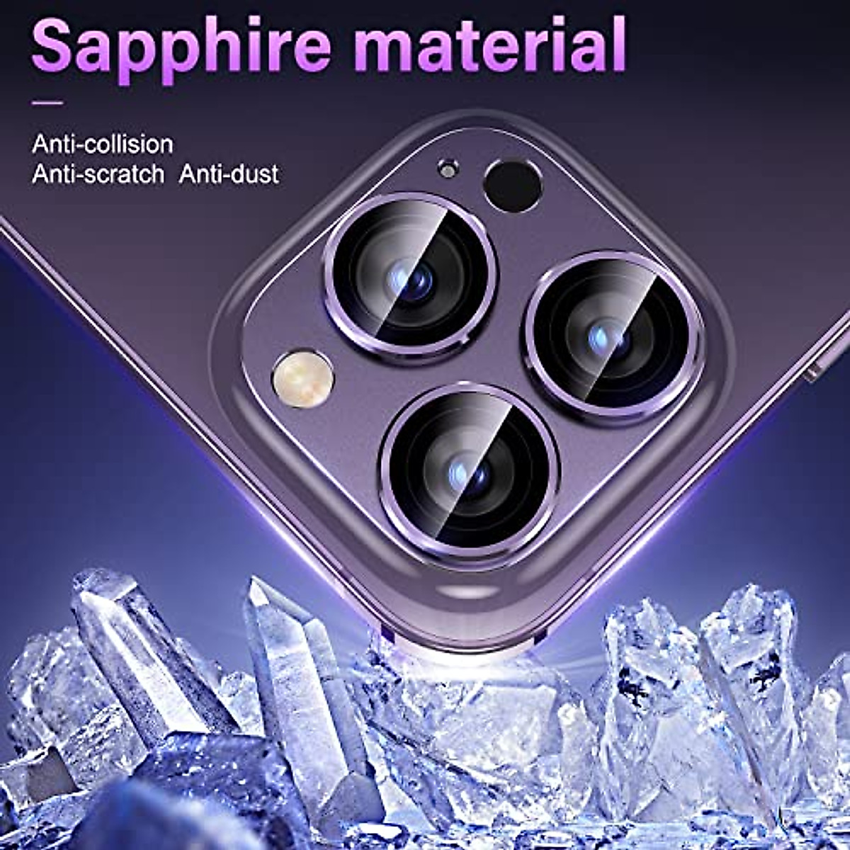 Uyiton for iPhone 14 Pro/iPhone 14 Pro Max Camera Lens Protector, [Drop Protection] 9H Tempered Glass Camera Cover screen Metal Ring Case Friendly Scratch Resistant Easy to Install - Purple
