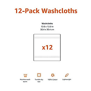 Amazon Basics Cosmetic Friendly Washcloths - 12-Pack, Lavender Bloom