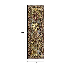 SAFAVIEH Heritage Collection Runner Rug - 2'3" x 12', Beige & Burgundy, Handmade Traditional Oriental Wool, Ideal for High Traffic Areas in Living Room, Bedroom (HG911B)