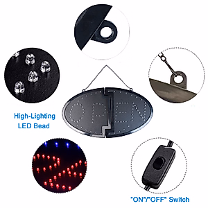 KEBE LED Open Sign, Bright High Visibility Advertisement Board Electric Display Sign Flashing Light for Business Walls Window Shop Bar Hotel, Two Modes, 19"x10"