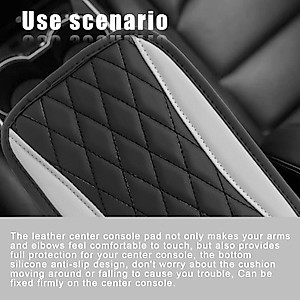 Car Center Console Cushion Pad Accessories Interior Protection Universal Leather Waterproof and Anti-scratch Armrest Seat Box Cover Profector for Most Car SUV Vehicle (Grey)