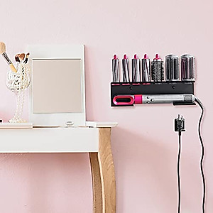 Welltop Storage Holder for Dyson Airwrap Styler Accessories, Wall Mounted Stand with Adhesive, Curling Iron Accessories Storage Shelf Fits for Bathroom Bedroom Hair Salon Barbershop