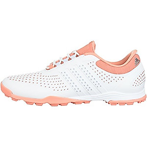 adidas Women's Adipure Sport Golf Shoe, White/Aero Blue/Chalk Coral, 8 Medium US