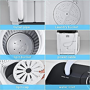 Tiktun Portable Washer and Dryer Combo XPB36-1288SA Mini Washing Machine, Black