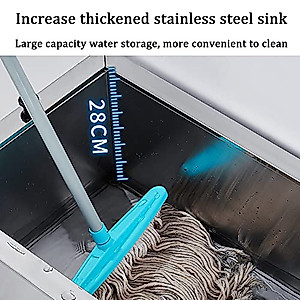 Stainless Steel mop Sink Mobile Commercial Mop Service Basin, FreeStanding Utility Tub Mop Bucket Laundry Room Slop Sink Wash Station, Home Balcony Sink Floor mop Pool,One-Click Drainage