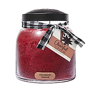 A Cheerful Giver - Cranberry Orange - 34oz Papa Scented Candle Jar with Lid - Keepers of the Light - 155 Hours of Burn Time, Gift for Women, Red