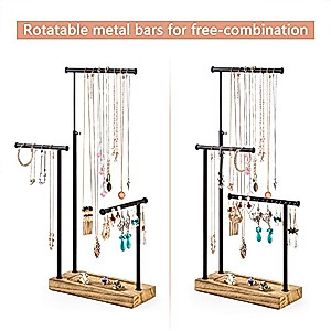 SRIWATANA Jewelry Organizer Stand, Extra Tall Necklace Holder Jewelry Holder (Carbonized Black & Black)