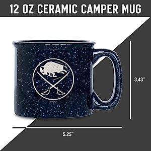 Rico Industries NHL Hockey Buffalo Sabres Navy Speckle 12oz Laser Engraved Campfire Mug