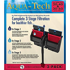 Aqua-Tech EZ-Change #3 Activated Carbon Filter Cartridges for 20-40 / 30-60 Gallon Aquarium Power Filters, 3 Pack