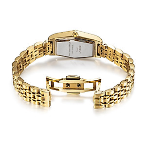 BERNY Gold Watches for Women Dainty Hexagon Ladies Quartz Wrist Watches Stainless Steel Band Fashion Analog Watch Luxury Bracelet(White Dial)