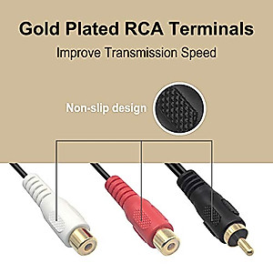 VCELINK RCA Y Splitter (8 Inch), 1 Male to 2 Female Stereo Audio Cable, Gold Plated Dual RCA Female Adapter for Subwoofer, Car Radio, Amplifier, TV, Digital Audio, 2 Pack