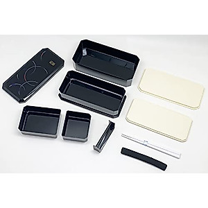 OSK 1 X Cool Japanese Bento Lunch Box with Belt, Bag Chopsticks - Waon Black