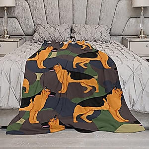 German Shepherd Throw Blanket for Couch Bed Flannel Lap Blanket Lightweight Cozy Plush Blanket for All Seasons 50"x70"