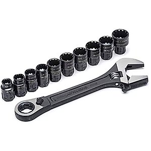 Crescent 11 Pc. Pass-Thru™ X6™ Black Oxide Adjustable Wrench and Spline Socket Set - CPTAW8