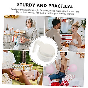 Hemoton 2pcs Mason Jar Pour Lids Flip Top Glass Bottle Glass Drinkware Wide Mouth Glass Jars Handheld Mason Jar Lid Plastic Mason Jar Caps Mason Jar Cover Mason Jar Accessories Clamshell