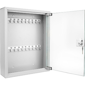Barska CB12952 Key Lock 20 Position Key Cabinet with Glass Door Grey