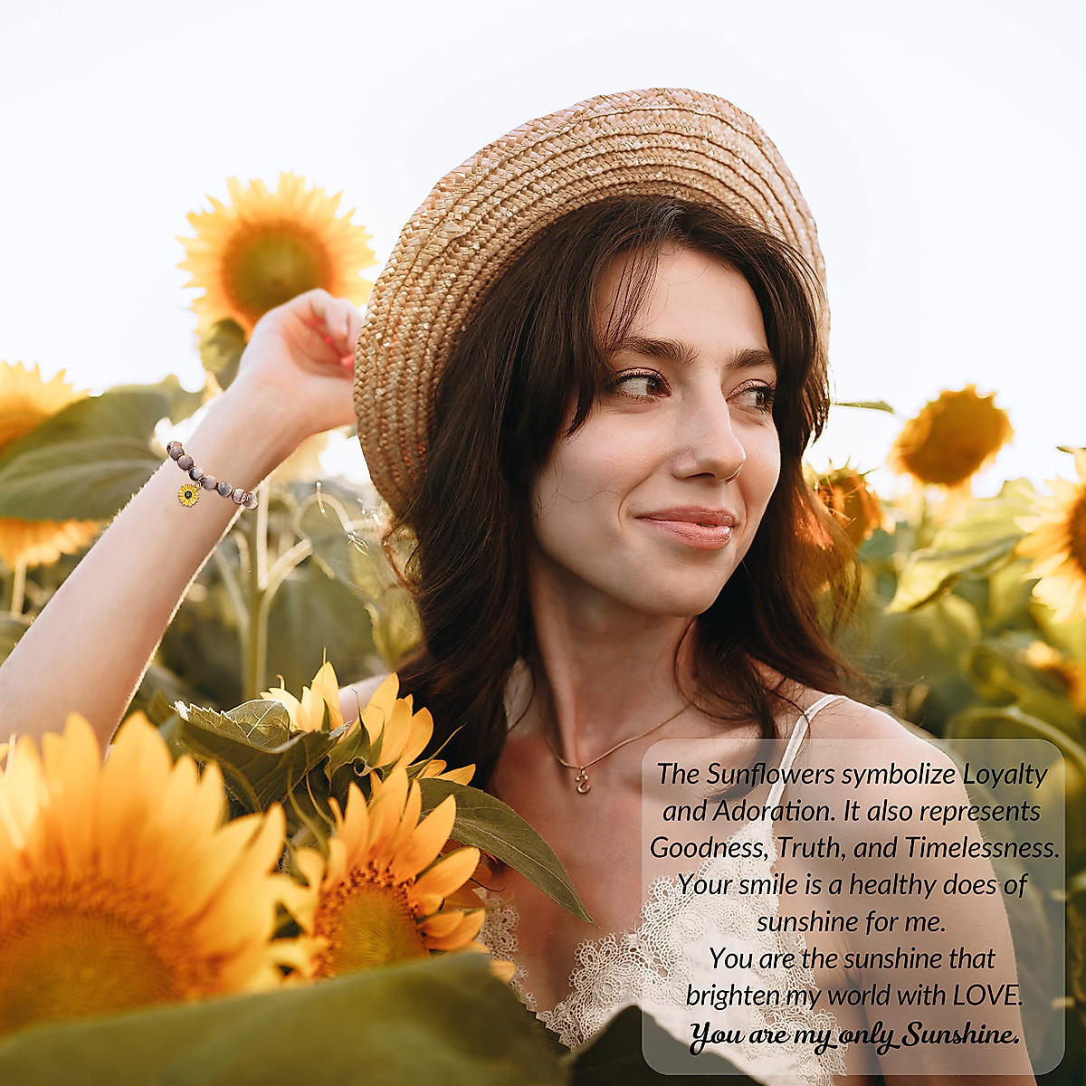 Dabem Sunflower Gifts for Women, Sunflower Bracelet Jewelry Birthday Valentines Day Easter Gifts for Women Beastfriend Bestie Sister