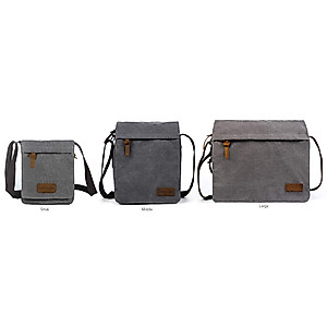 Sechunk Small Vintage Canvas Messenger Cross body bag Shoulder bag (Grey, small)