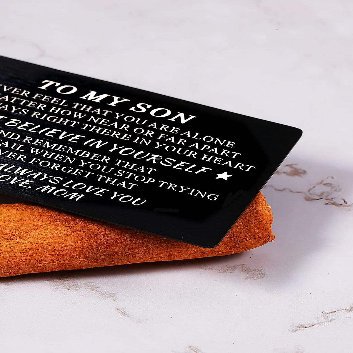 CYKARA Inspirational Christmas Gift for Son Wallet Insert Card, Black, 1 Piece, 12th, 16th, 18th, 21st, 30th Birthday, Christmas, Graduation, Valentine's Day