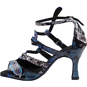 Women's Ballroom Dance Shoes Tango Wedding Salsa Dance Shoes Blue Snake Sera7017EB Comfortable - Very Fine 2.5" Heel 5 M US [Bundle of 5]