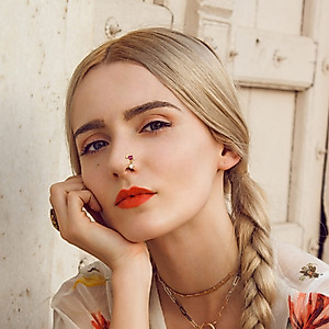 Sanfenly Nose Rings Studs Nose Piercing Jewelry for Women Men 20G Rose Gold Silver Black Cute CZ Heart Moon Butterfly Flower Dangly Dangle Dangling Nose Rings L Shaped Nose Stud Set