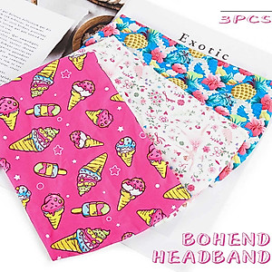 Bohend Girls Headbands Wide Knotted Hair Bands 3Pcs Non Slip Elastic Cute Head Bands Workout Yoga Sweatband Hair Accessories for Girls and Kids (F)