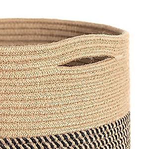 Goodpick Large Cotton Rope Basket 15.8"x15.8"x13.8"-Baby Laundry Basket Woven Blanket Basket Nursery Bin, Jute