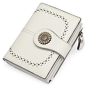 SENDEFN Small Wallets for Woman RFID Blocking Leather Bifold Credit Card Holder Purse with ID Window