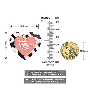 Easykart 500 Happy Mother's Day Stickers with Flowers Heart Shaped with Gold Foiling, Mother's Day Party Favor Sticker Labels for Classroom Candy Bags (1.5 Inch)