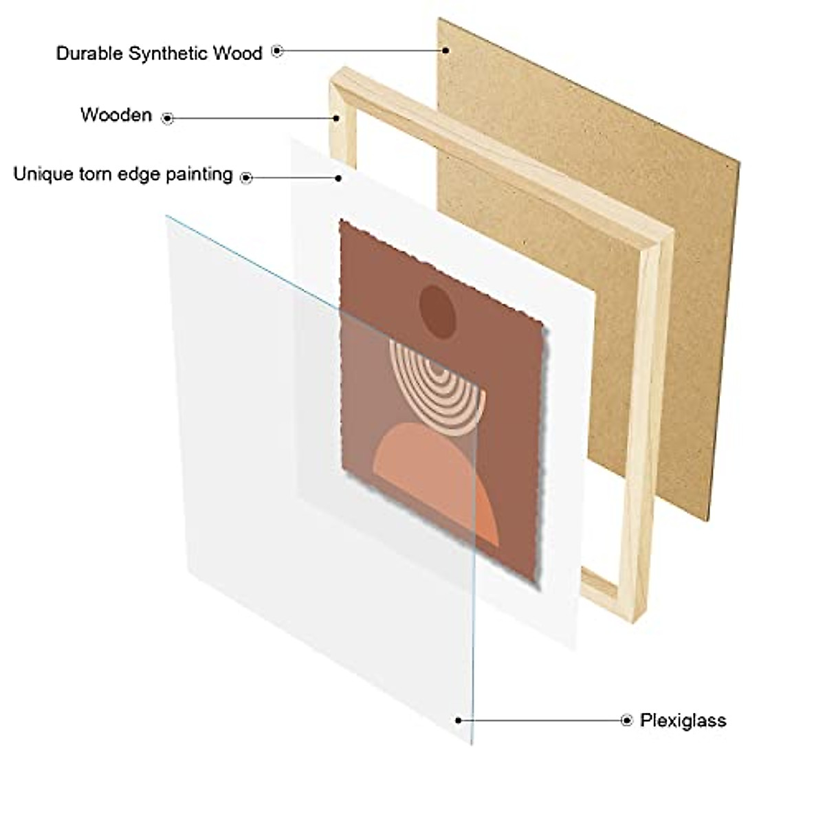 ArtbyHannah 4 Pack 12x12 Framed Boho Wall Art Decor with Decorative Mid Century Art Print Artwork for Gallery Wall or Home Decoration