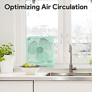 shinic Box Fan 10 Inch, 2 Speeds, Table Fan with Strong Airflow, Energy Efficient Small Window Fan, Air Circulation Portable Kitchen Exhaust Fan for Bedroom Bathroom, and Tabletop, green