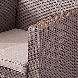 Great Deal Furniture Fiona Outdoor Brown Faux Wicker Club Chairs with Mixed Beige Water Resistant Cushions (Set of 2)