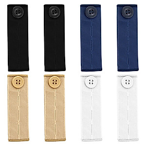 Prasacco 8 Pieces Elastic Waist Extenders for Pants, Waistband Expanders for Men Women Adjustable Button Extenders for Jeans Pants Button Extender for Women and Men Jeans Dress
