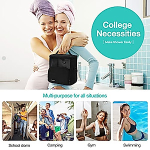 hatisan Portable Shower Caddy Dorm Room Essentials, Shower Caddy College Hanging Mesh Shower Caddy Bathroom Caddy, Shower Bag for College Shower Caddy Tote Traveling Gym Camping (Black)