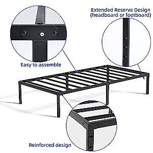 zizin Full Size Bed Frame 12 Inch Metal Platform Bed Frame No Box Spring Needed Mattress Foundation with Steel Slats Support Noise Free Heavy Duty Bed Frame with Storage Space Under Frame, Black