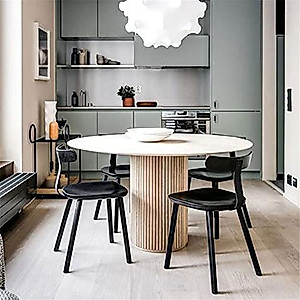 NIUYAO Round Solid Wood Dining Table Natural, 39.5" W Circular Tabletop for Dining Room Kitchen Leisure Coffee Table