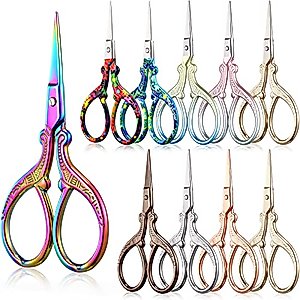 3.6 Inch Embroidery Scissors Stainless Steel Craft Scissors Small Sewing Scissors Cross Stitch Gold Scissors Flower Printed Sewing DIY Tool for Needlework Artwork Sewing(Modern Colors,10 Pieces)