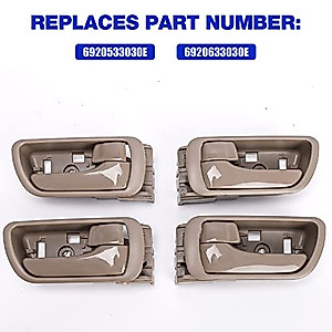 LCWRGS 4Pcs Interior Inside Door Handles Replacement for Toyota Camry 2002 2003 2004 2005 2006, Inner Door Handle Front/ Rear Driver & Passenger Side - Beige