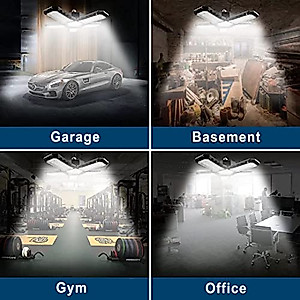 BOSITE Garage Light 120W LED Garage Light 12000LM 6500K Deformable Garage Lights Ceiling LED Shop Light with 5 Adjustable Panels, Barn Light LED Lights for Garage Barn Basement