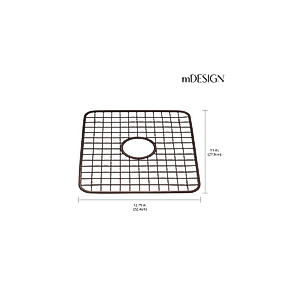 mDesign Modern Kitchen Sink Metal Dish Drying Rack/Mat with Center Drain Hole - Steel Wire Grid Design - Allows Wine Glasses, Mugs, Bowls and Dishes to Drain in Sink - 2 Pack - Bronze