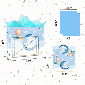 GFInYHM 13" Baby Boy Gift Bag for Baby Shower or Birthday with Handle, Tissue Paper and Greeting Card (Elephant)