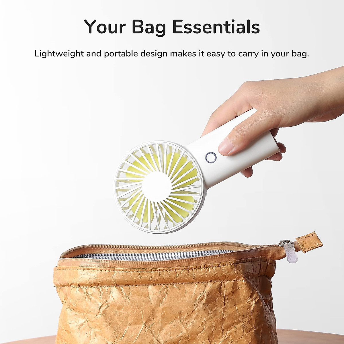 JISULIFE Handheld Fan with 30 Hours of Cooling, 6000mAh Battery, USB Rechargeable Portable Fan for Travel, Makeup, Concerts & Commute – Stay Cool Everywhere (White)