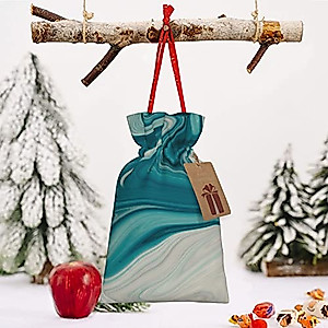 Drawstrings Christmas Gift Bags Blue-White-Pigment-Mix Presents Wrapping Bags Xmas Gift Wrapping Sacks Pouches Medium