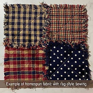 Americana Navy Blue Polka Dot Homespun Cotton Fabric by JCS - Sold by The Yard