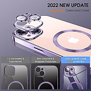 Magnetic Clear for iPhone 13 Mini Case with MagSafe [Integrated Camera Cover Glass] [Original iPhone Exterior] Silicone Cover Slim Thin [Non-Yellowing] Anti-Fingerprint Scratch Wireless Charging