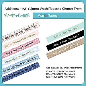 Brother P-touch Embellish White Print on Craft Washi Tape TZeMT3505 - ~½” Wide x 13.1’ Long for use with P-touch Embellish Ribbon & Tape Printer