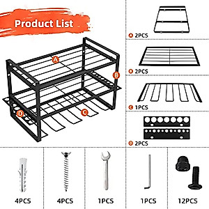 Plenrame Power Tool Organizer, 3-Tier Garage Tool Organizers and Storage, Power Tool Holder, Drill Holder Wall Mount, Heavy Duty Metal Tool Shelf, Utility Storage Rack for Cordless Drill