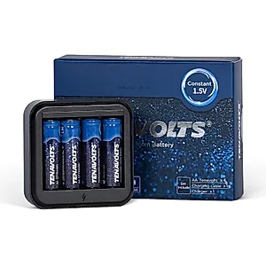 TENAVOLTS 1.5V AA Lithium Rechargeable Battery, 1.8h Fast Charge, USB Charger, Constant Output at 1.5V, 2775 mWh, 4 Count with Charger