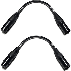 CESS-008 XLR3M to XLR5F DMX512 Adapter Cable - 3 Pin Male XLR to 5 Pin Female XLR DMX Turnaround, 6 Inches - 2 Pack